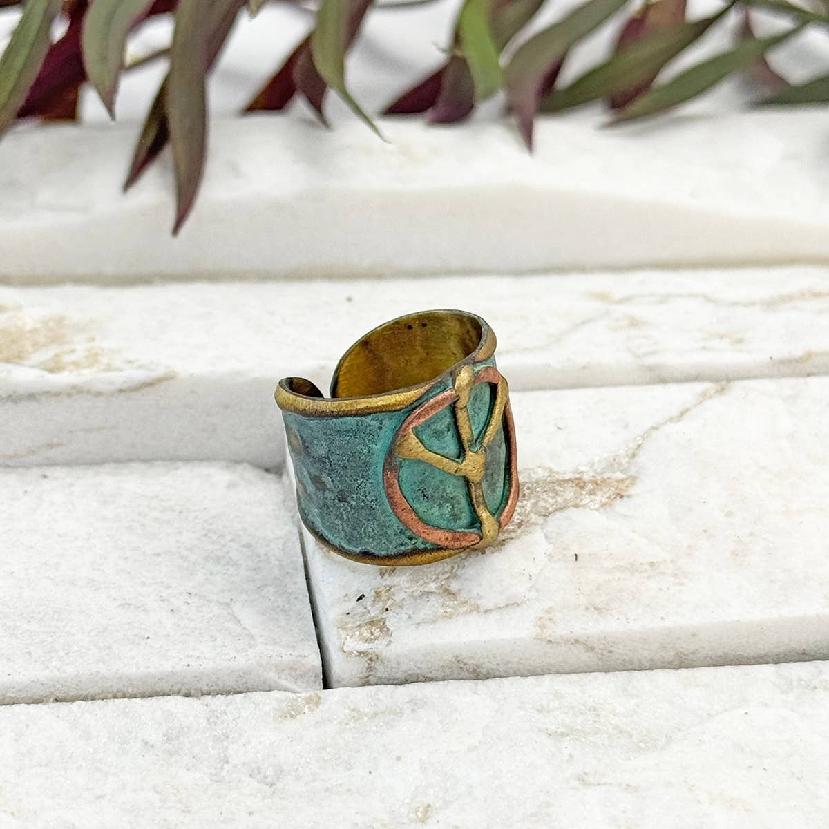 Patina Peace Sign Ring – Flippie Hippie